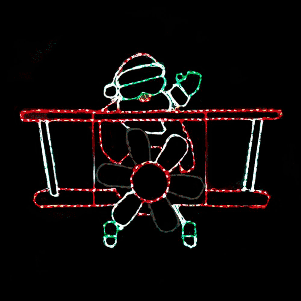 Animated LED Front-Facing Santa Plane – Holiday Lites Up