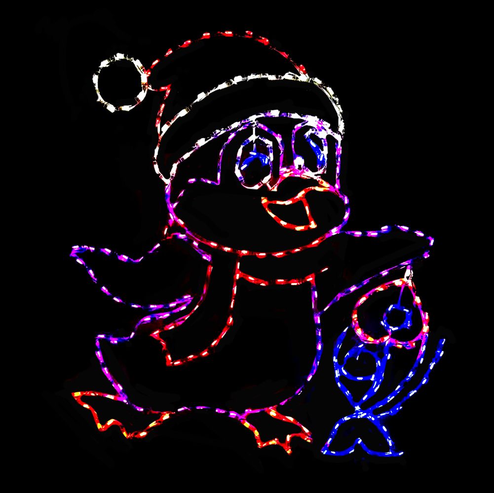 LED Penguin with Fish | Lighted Christmas Display