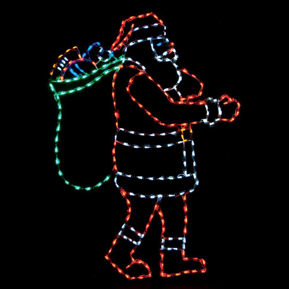 LED Santa with Bag Walking | Santa Christmas Lights – Holiday Lites Up